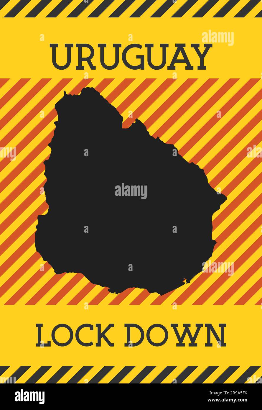 Uruguay Lock Down Sign. Yellow country pandemic danger icon. Vector ...