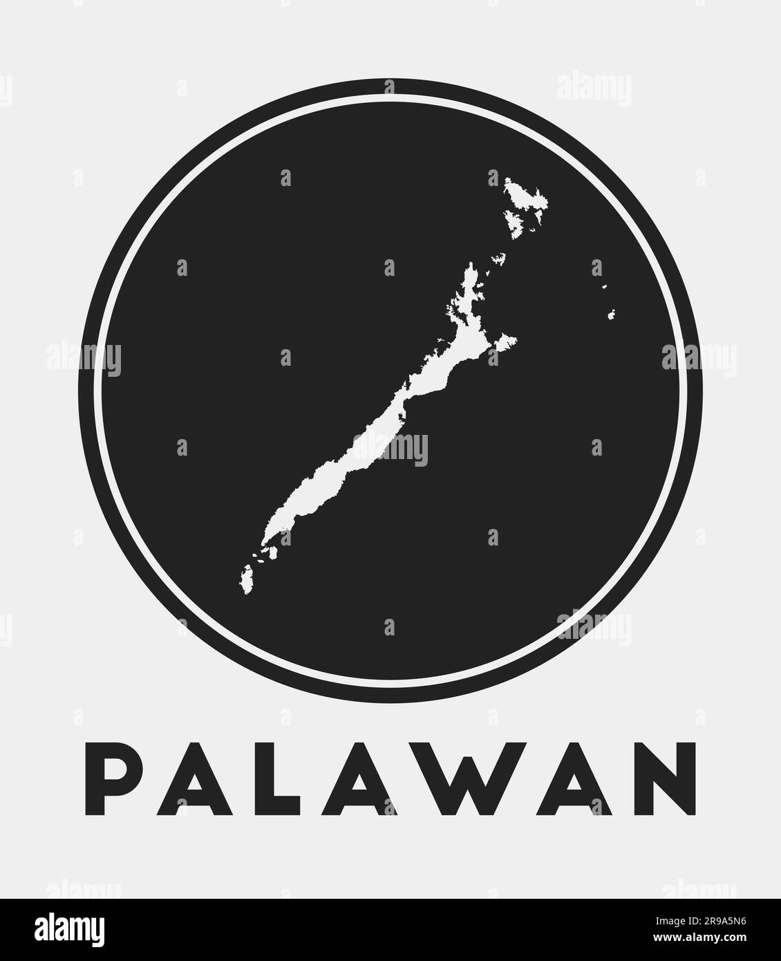 Palawan icon. Round logo with island map and title. Stylish Palawan ...