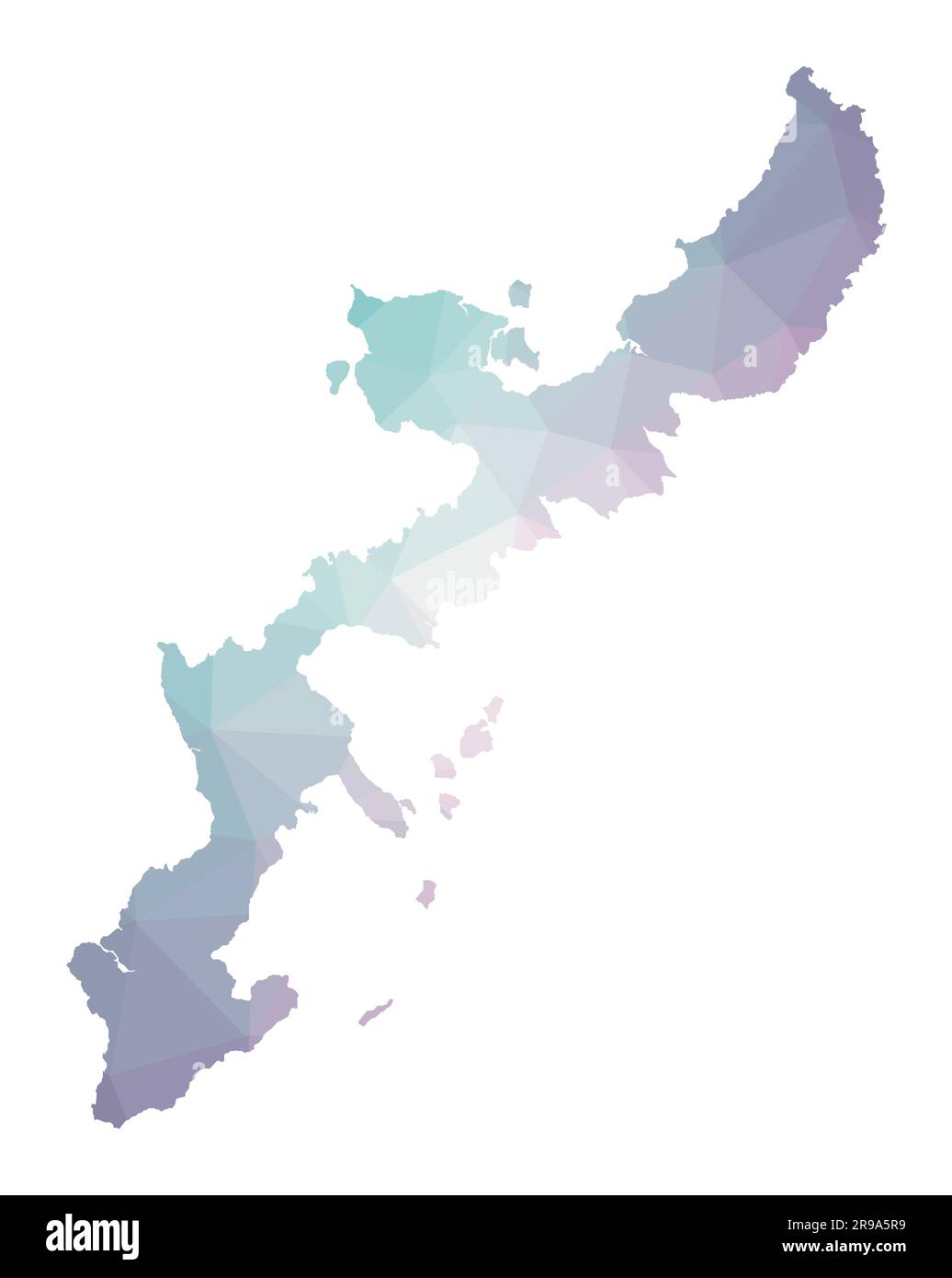 Polygonal map of Okinawa Island. Geometric illustration of the island ...