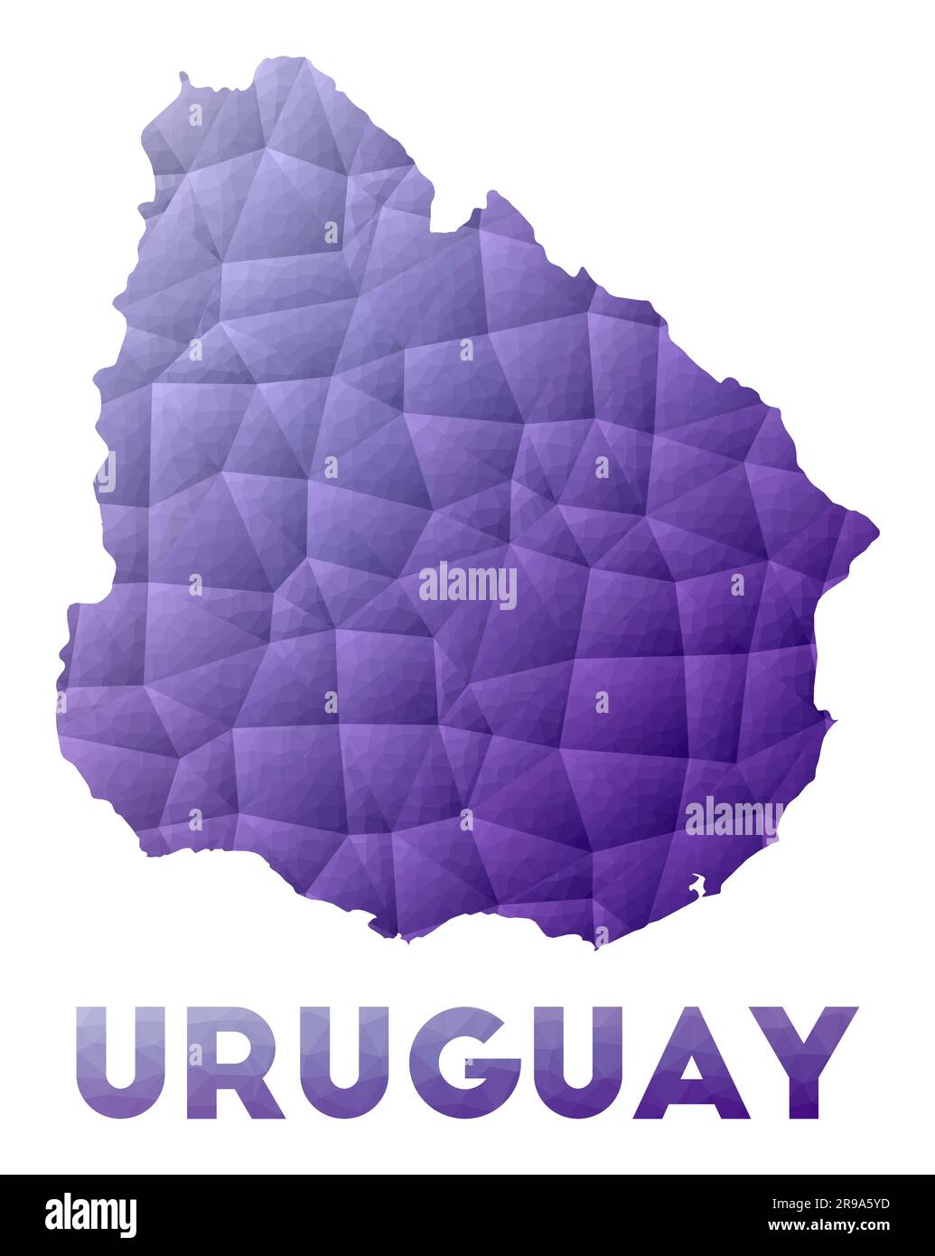 Map of Uruguay. Low poly illustration of the country. Purple geometric design. Polygonal vector ...