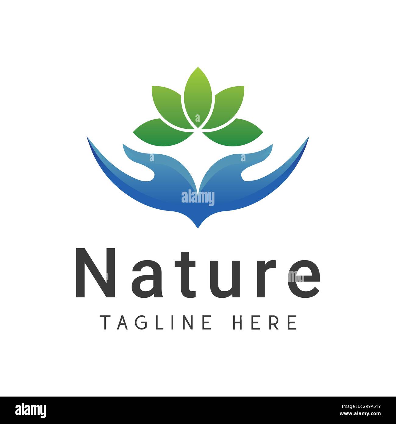 Nature Hand Care Logo Design Green Leaf Logotype Eco Friendly Save ...