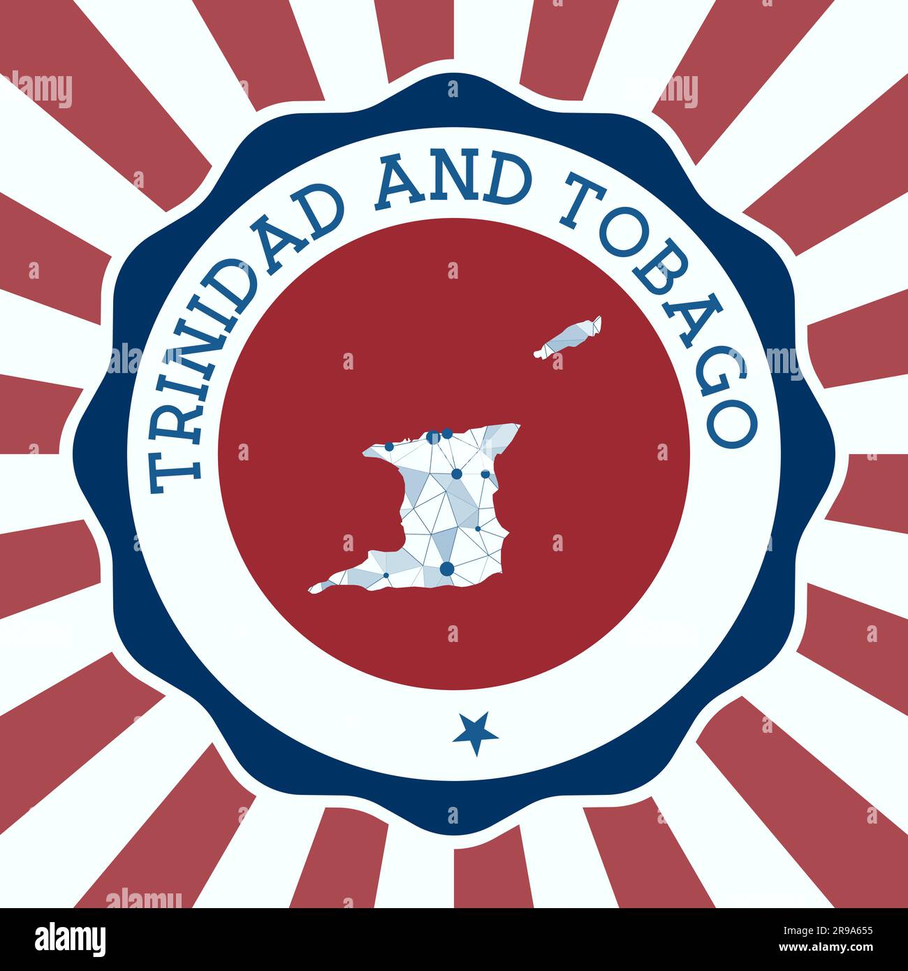 Trinidad and Tobago Badge. Round logo of country with triangular mesh ...