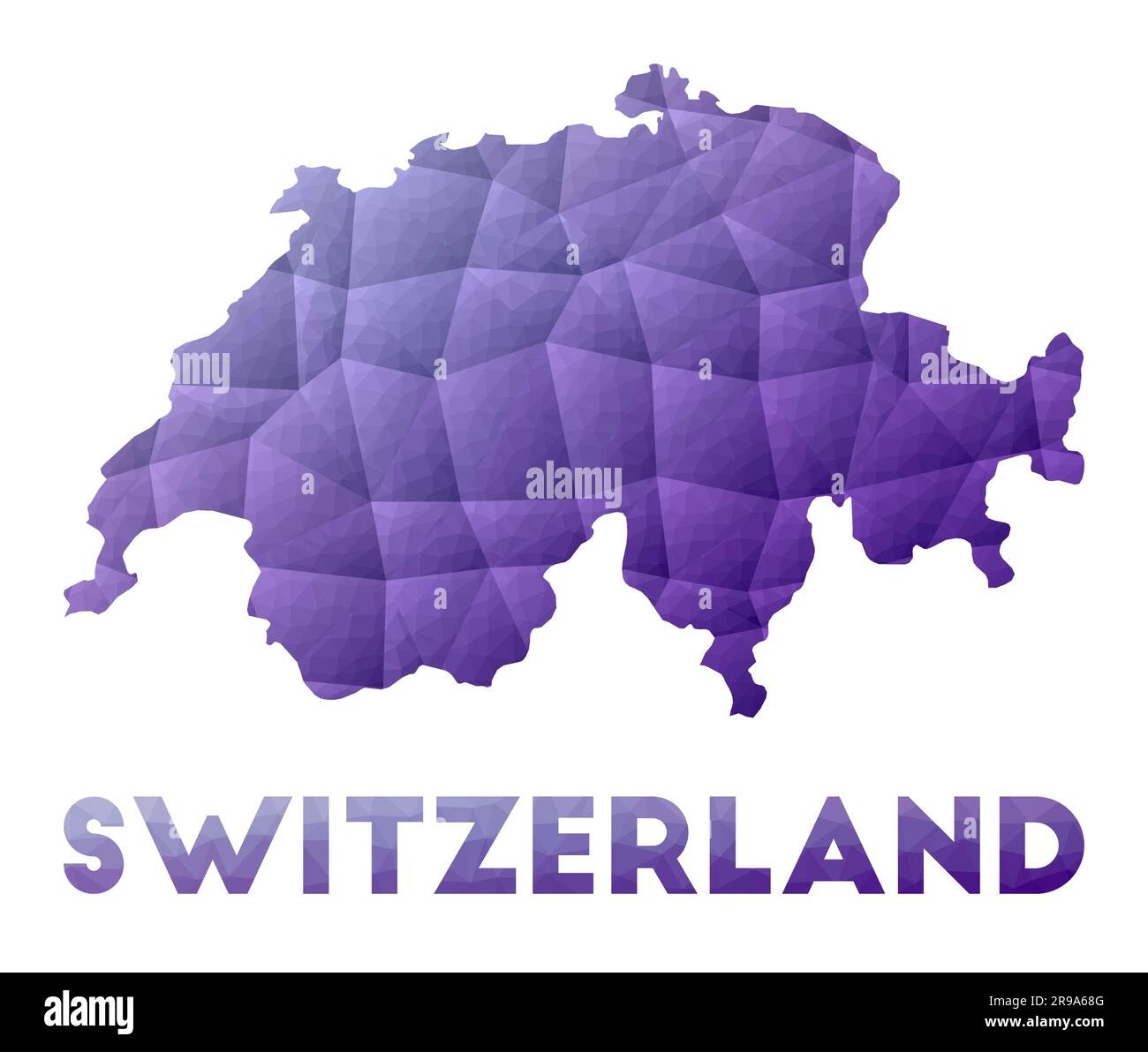 Map of Switzerland. Low poly illustration of the country. Purple geometric design. Polygonal ...