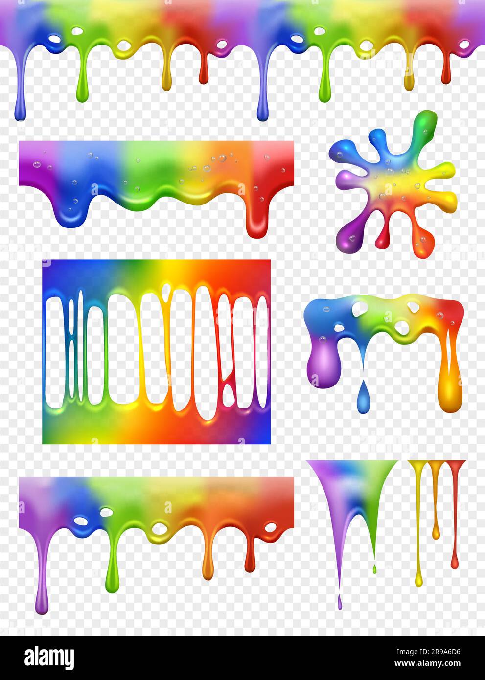 Colored slime. Realistic liquid multicolored slime splashes decent ...