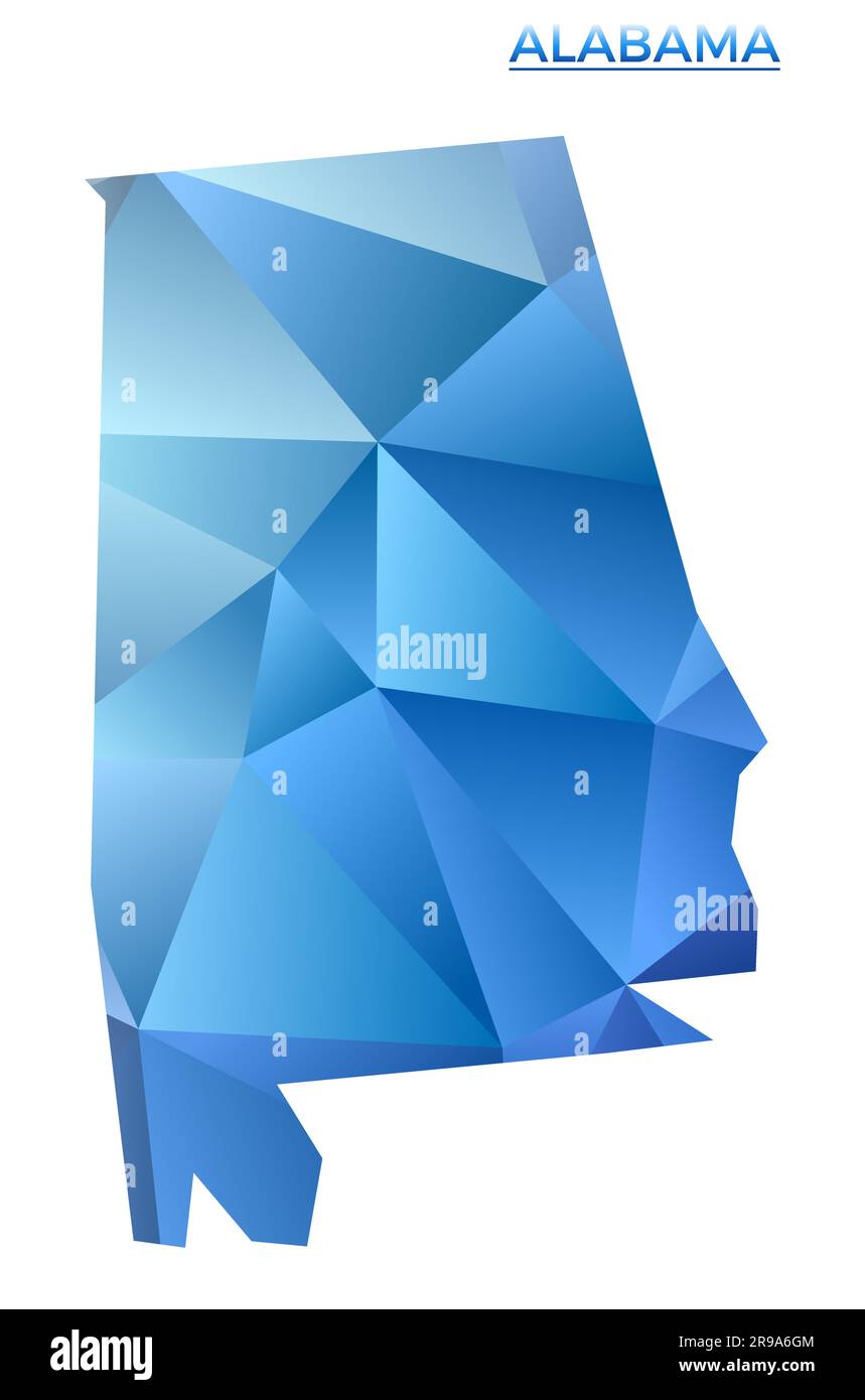 Vector polygonal Alabama map. Vibrant geometric US state in low poly ...