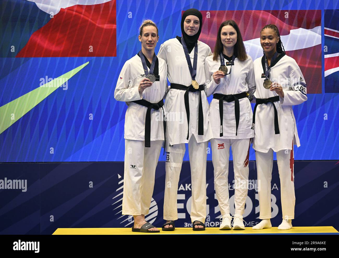 Krakow, Poland. 25th June, 2023. Taekwondoka Athlete Sarah Chaari poses for the photographer at ...