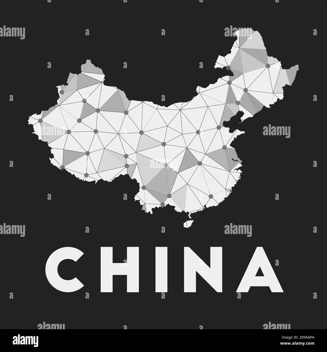 China - communication network map of country. China trendy geometric ...