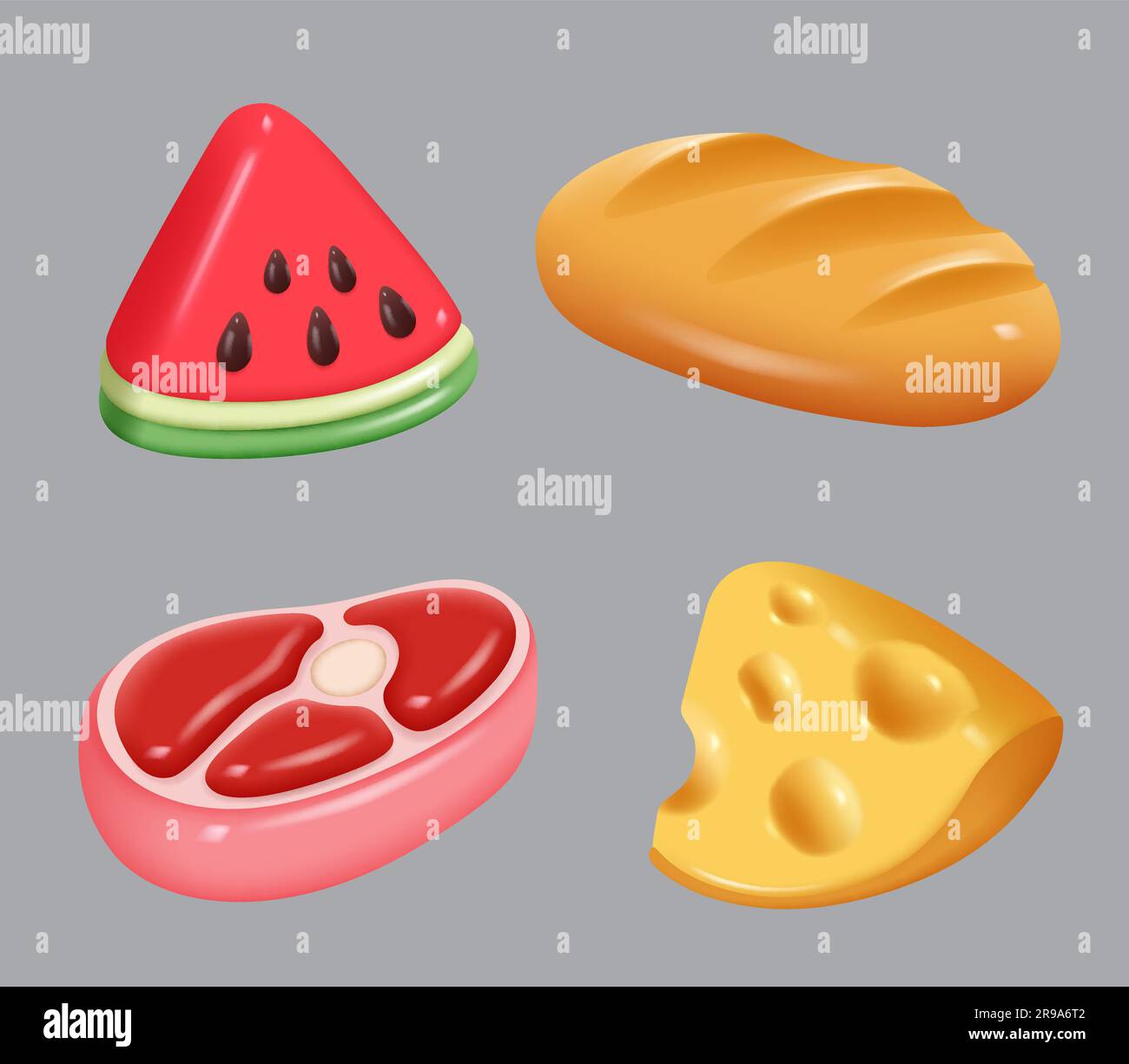 Food. Plasticine grocery products stylized illustrations natural food ...