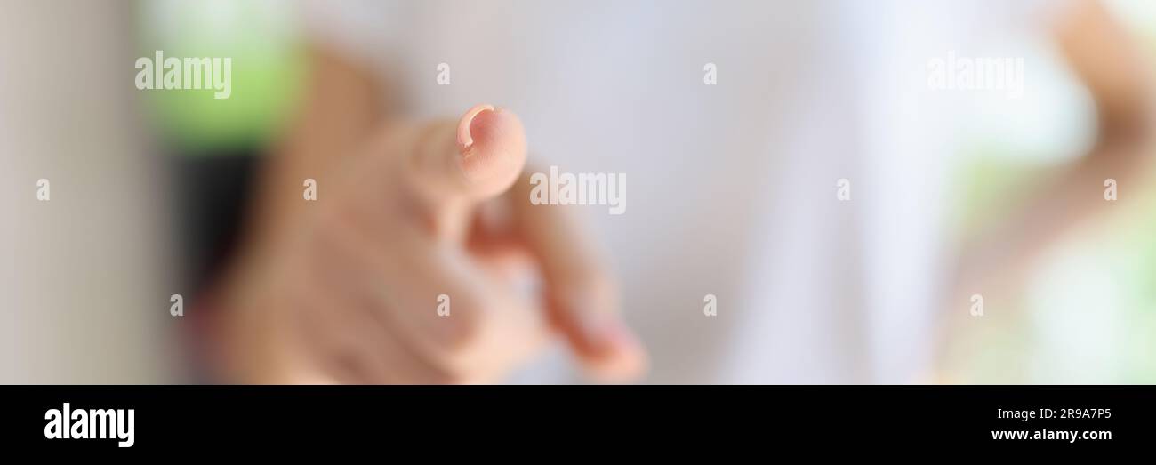 Female hand pointing at camera with finger Stock Photo - Alamy