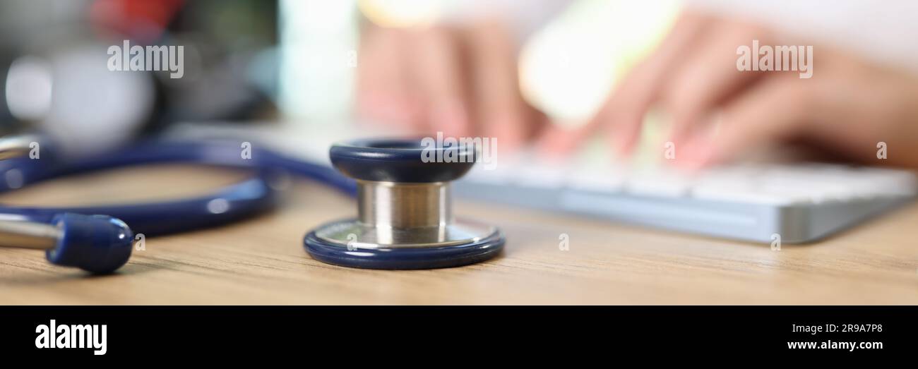 Doctor office work with stethoscope and laptop Stock Photo - Alamy