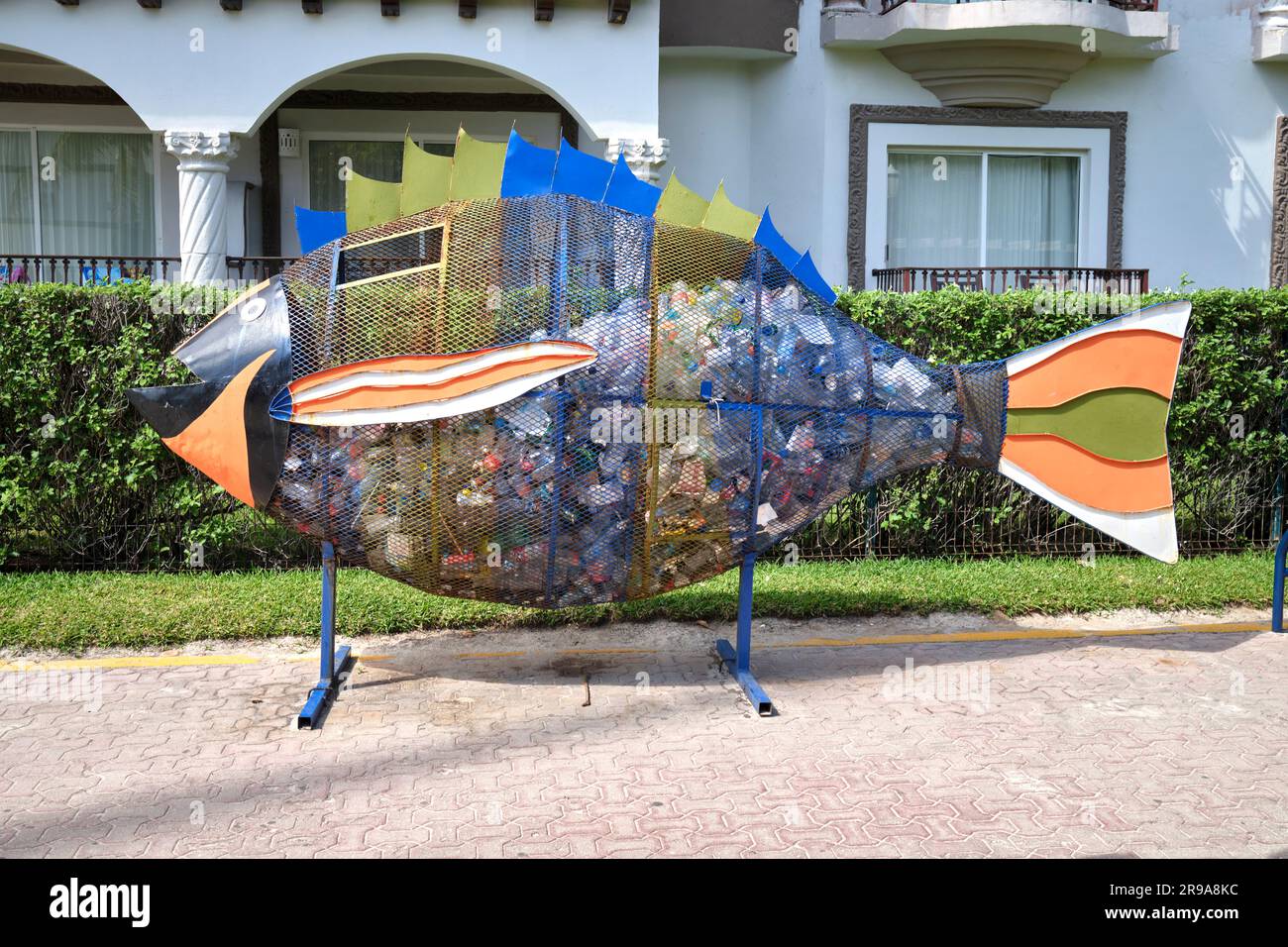 Fish Shaped Bottle Recycling in Playa del Carmen Yucatan Mexico Stock ...