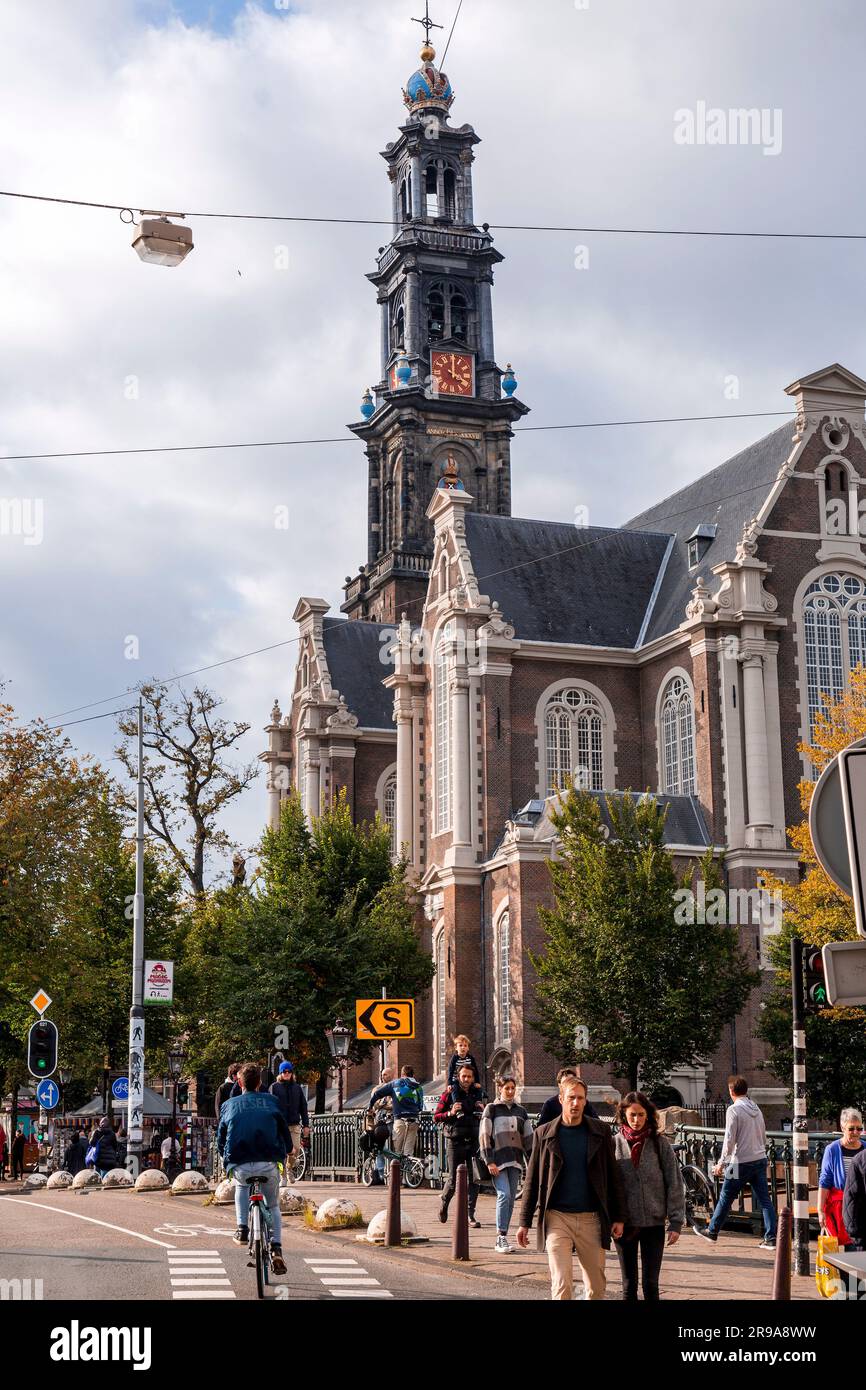 Amsterdam, NL - October 10, 2021: The Westerkerk, Western Church is a ...