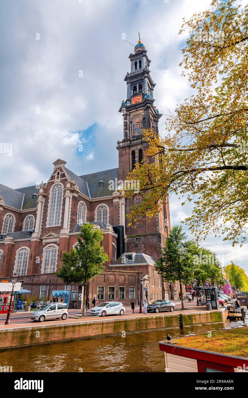 Amsterdam, NL - October 10, 2021: The Westerkerk, Western Church is a ...