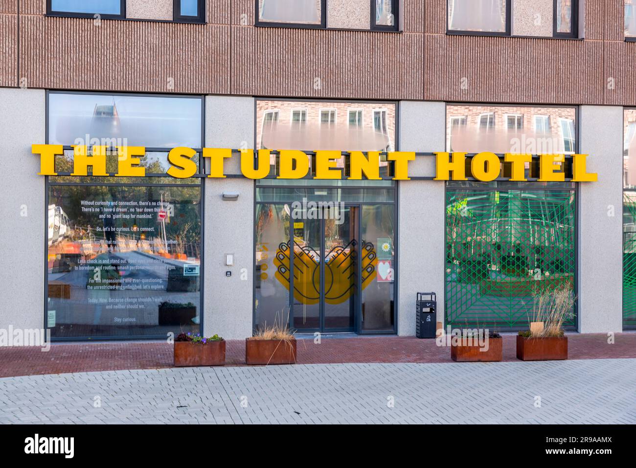 Delft, The Netherlands - October 9, 2021: The sign and the entrance of ...