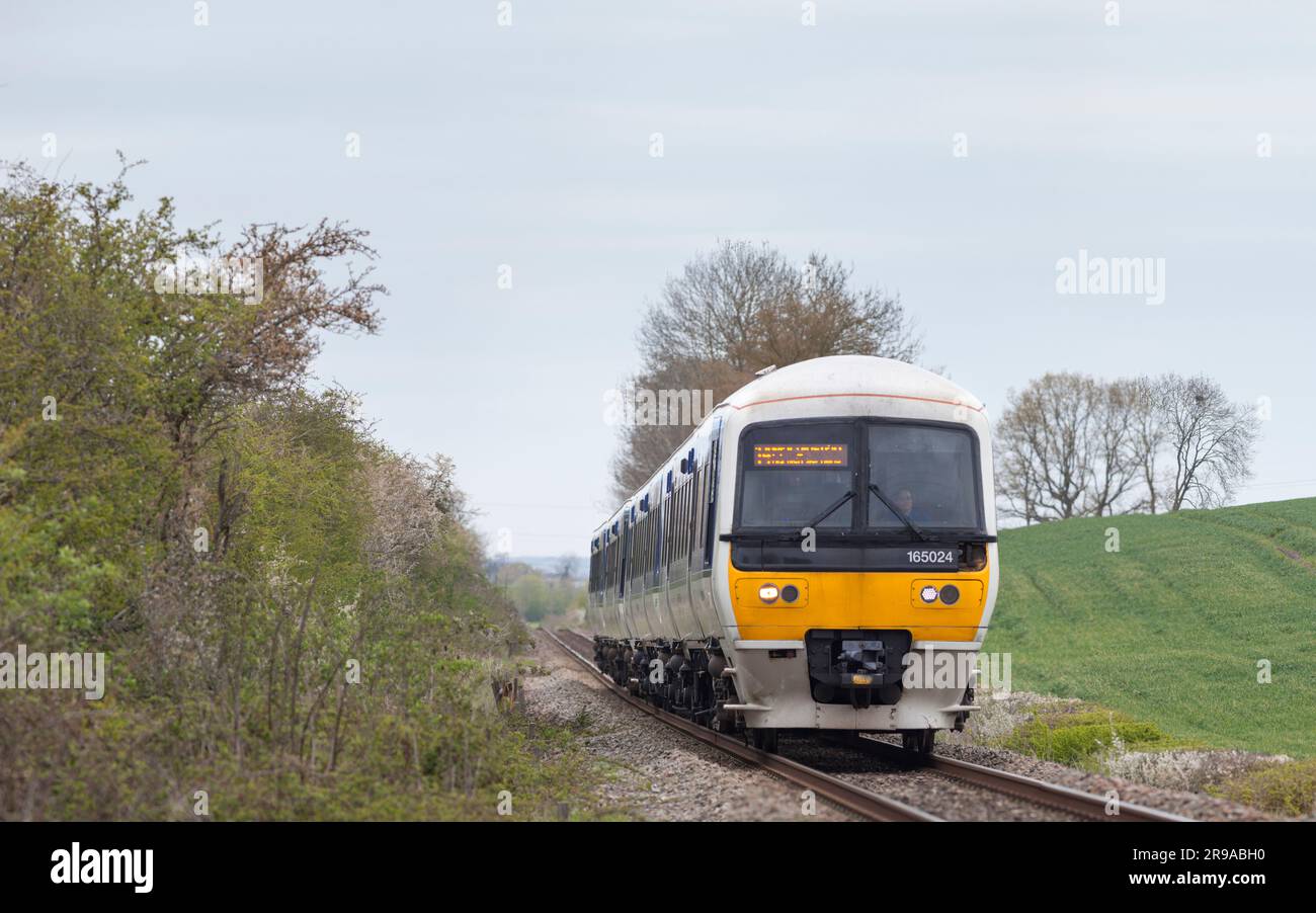 2 Chiltern Railways Class 165 Turbo Trains Passing Clanking In The Buckinghamshire Countryside