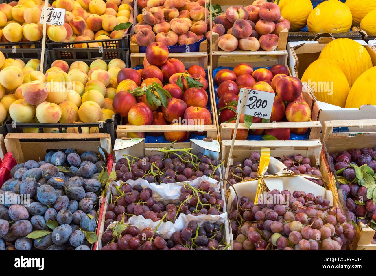 Good selection of fresh fruit at a market in Sicily Stock Photo - Alamy