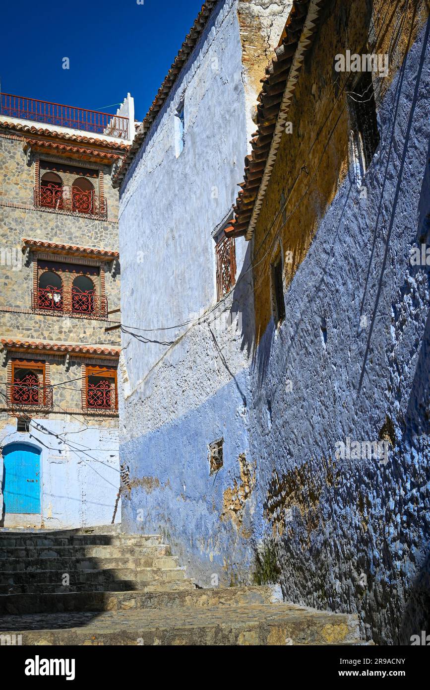 Another winding maze of stairs and steps among the ubiquitous blue ...