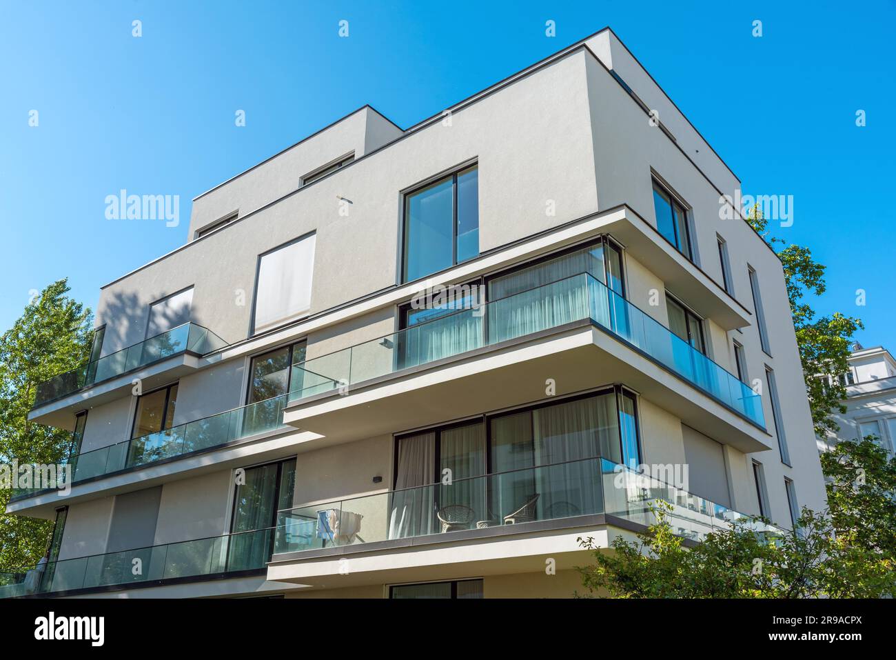 Modern grey apartment building seen in Berlin, Germany Stock Photo - Alamy