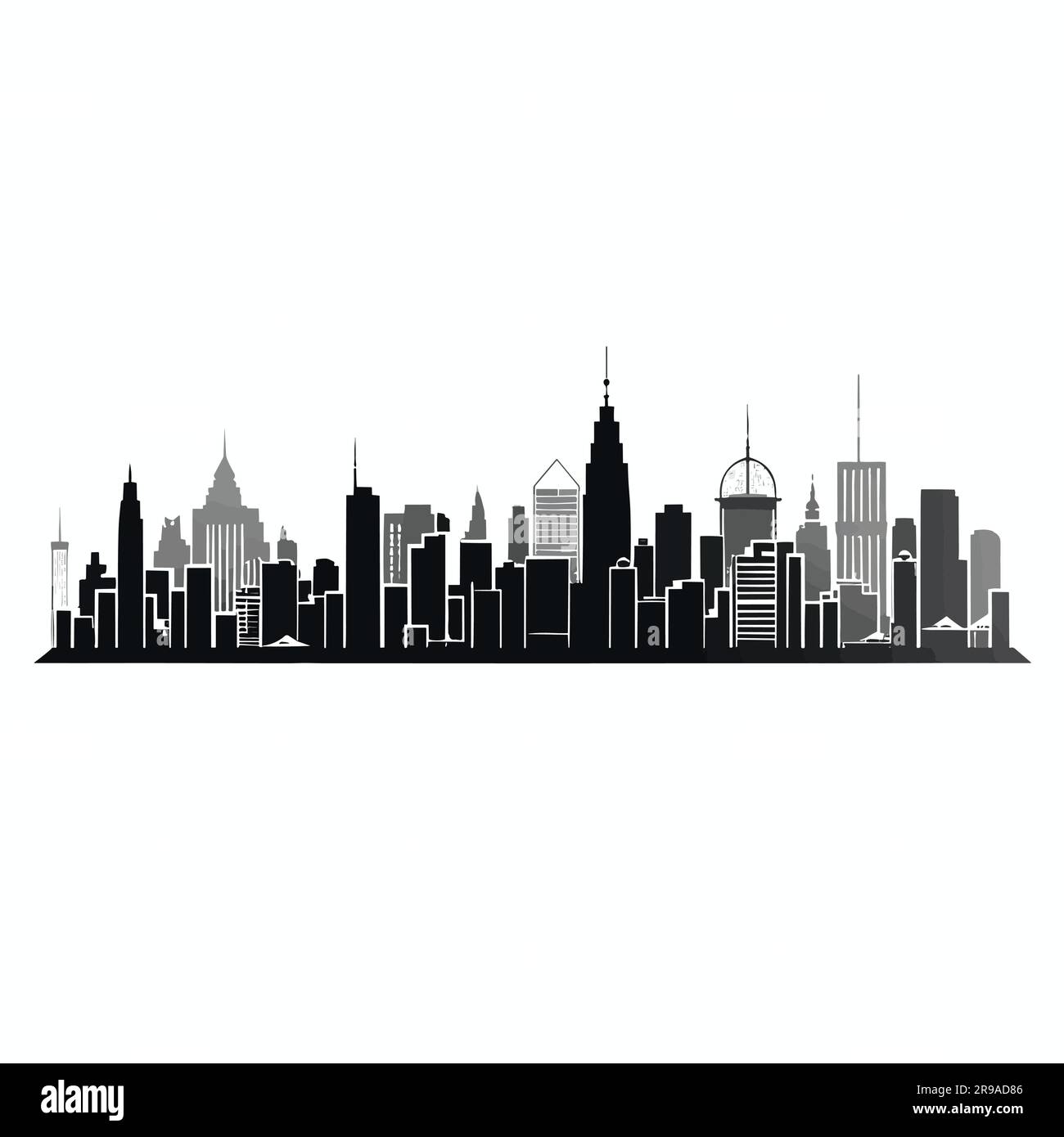 City skyline at night black and white Stock Vector Images - Alamy
