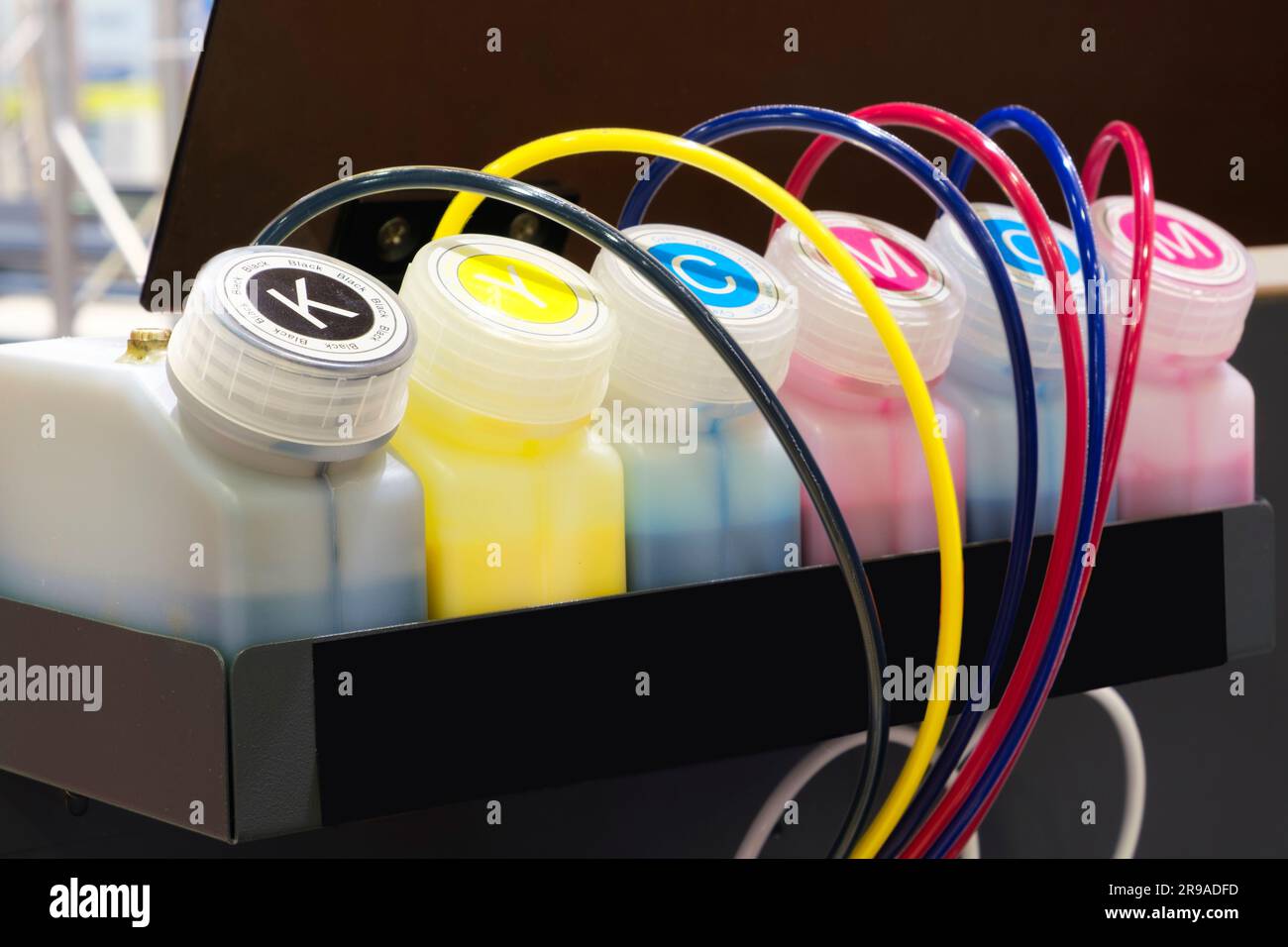 Color toners in the digital printer, paint CMYK. Color toners ink in ...