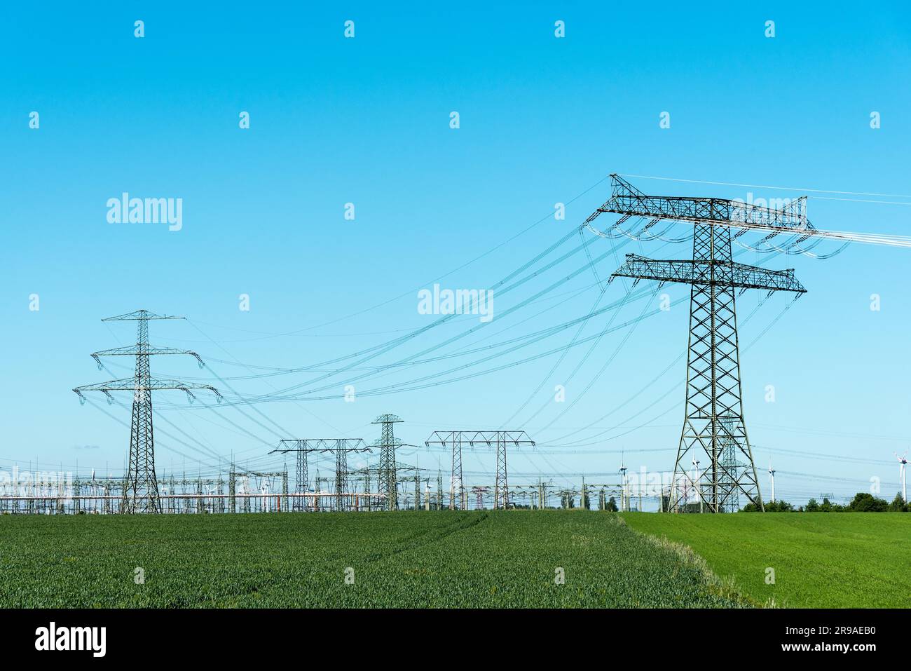 Transformer station and power lines in Germany Stock Photo - Alamy