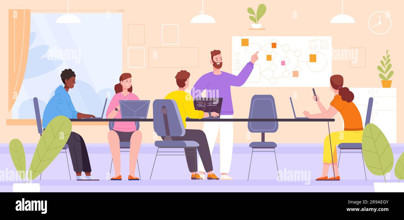 Coworkers discussion workplace. Colleagues collaboration, employee ...