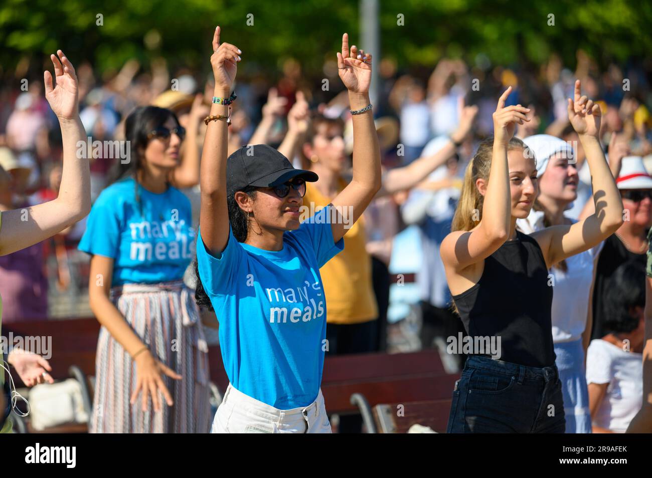 Young people dancing to Christian songs during Mladifest 2022 – the youth festival – in ...