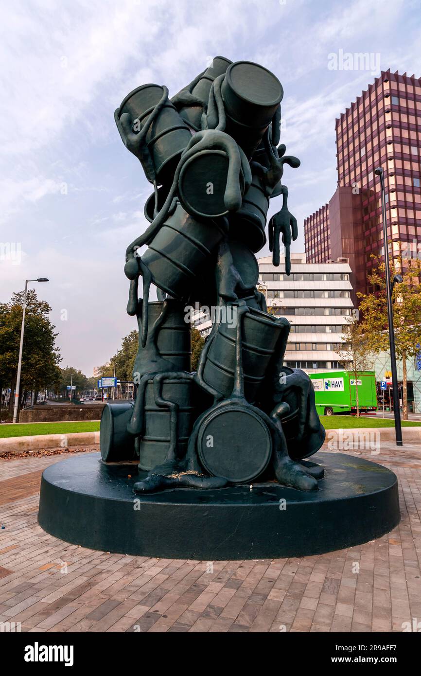 Rotterdam, NL - OCT 6, 2021: The Cascade is a eight metre tall modern ...