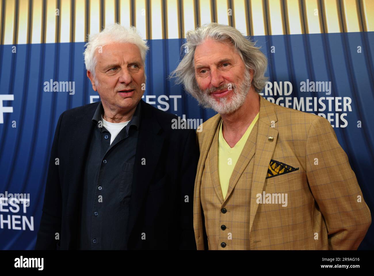 Munich, Germany. 25th June, 2023. Actors Udo Wachtveitl (l) and Rufus ...