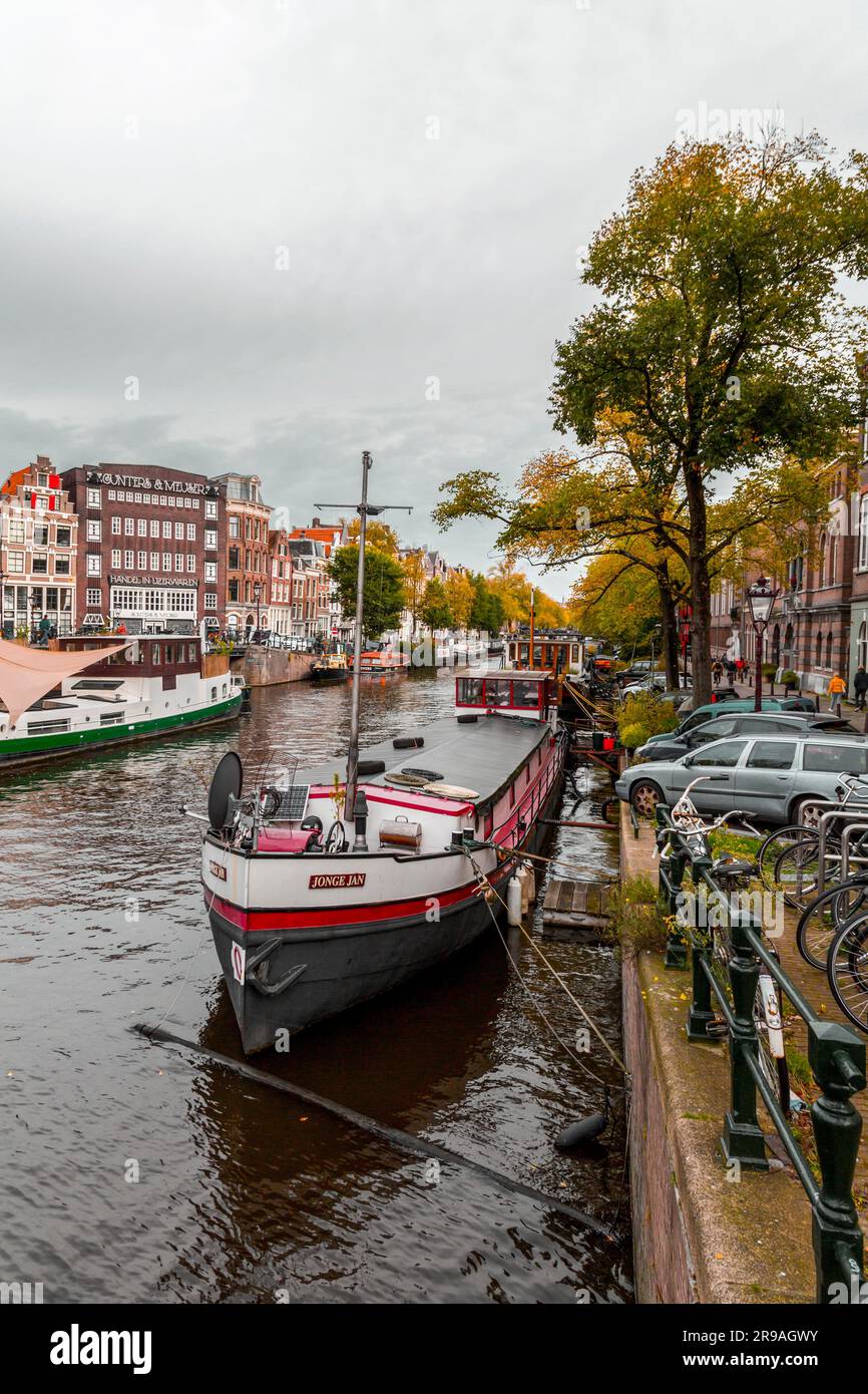 Amsterdam, the Netherlands - October 17, 2021: Canals and typical dutch ...