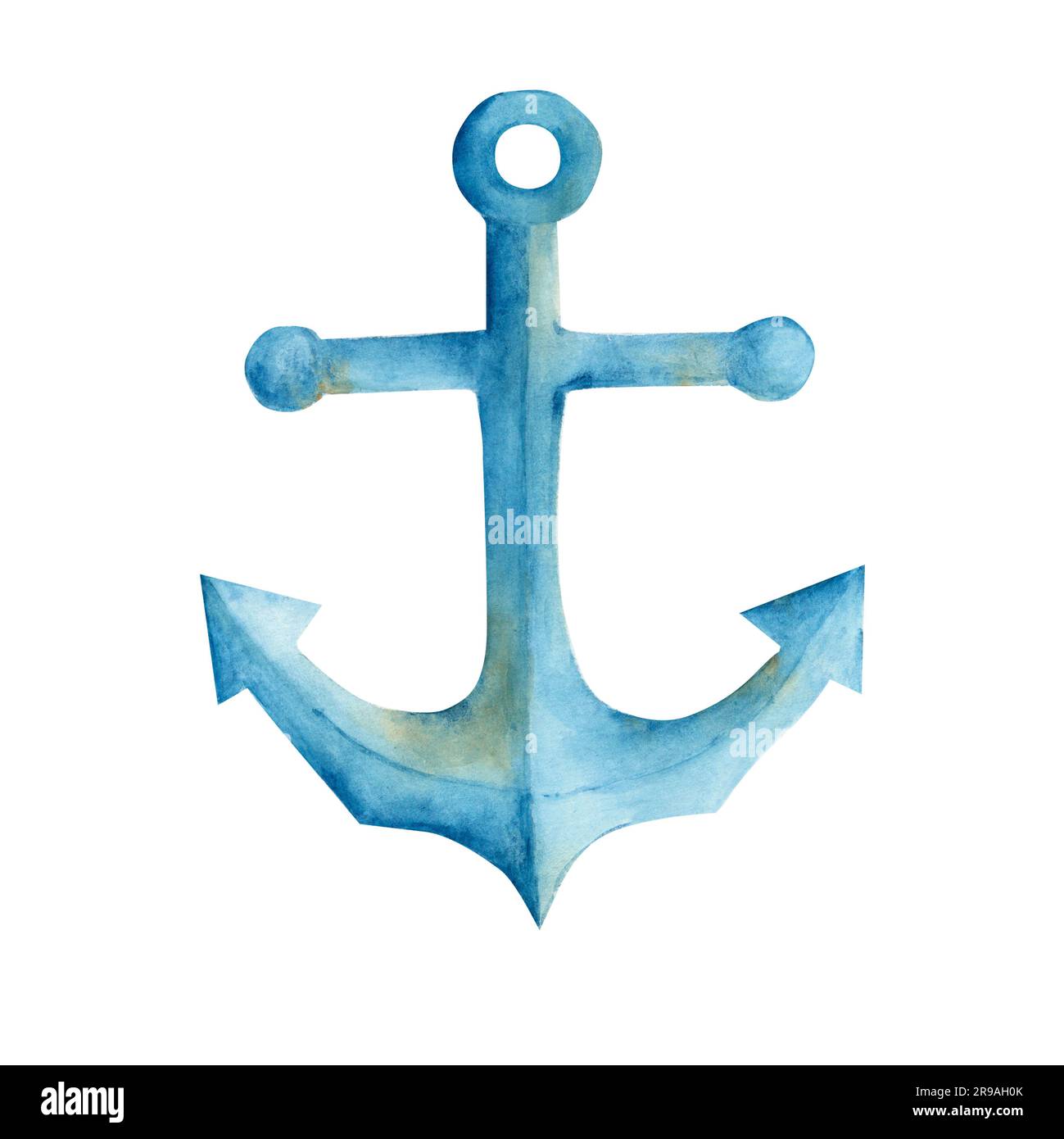 Nautical anchor. Hand painted summer sea element on white background ...