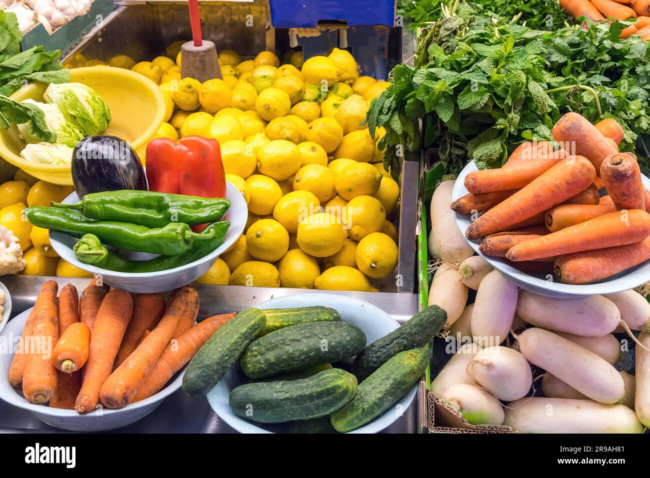 Various vegetables for sale at a market in Chile Stock Photo - Alamy