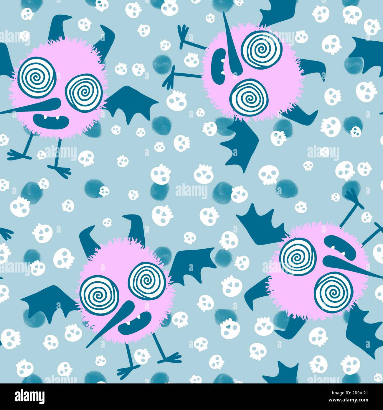 Halloween monsters birds seamless cartoon cute vampire pattern for ...