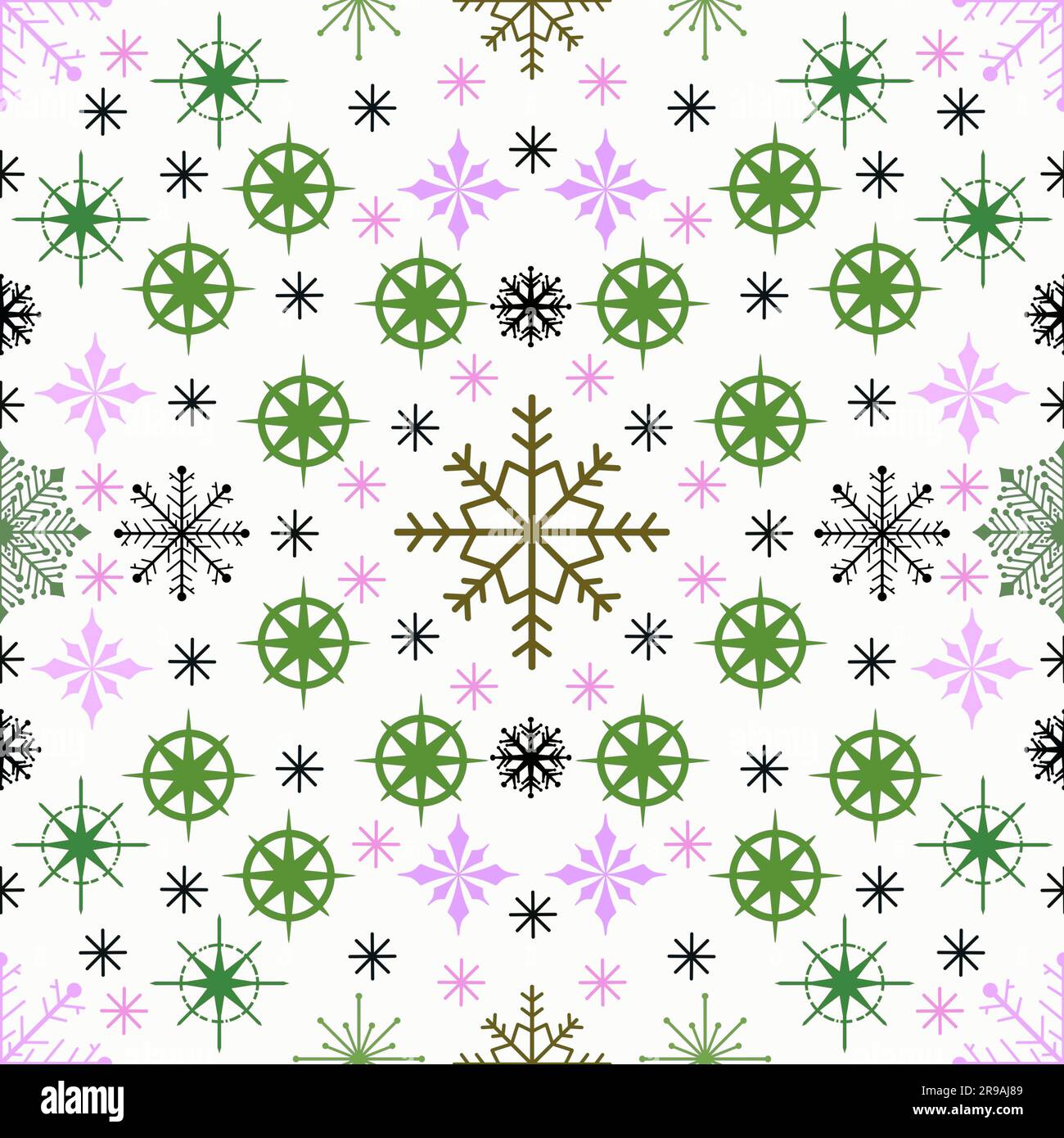 Winter watercolor snowflakes seamless Christmas polka dots pattern for ...