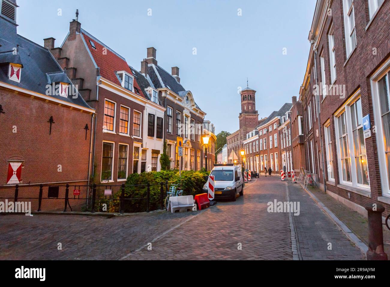 Utrecht, NL - OCT 9, 2021: Street view at night and traditional Dutch ...