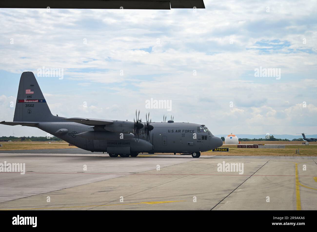 A U.S. Air Force C-130 Hercules aircraft with the 165th Airlift Wing ...