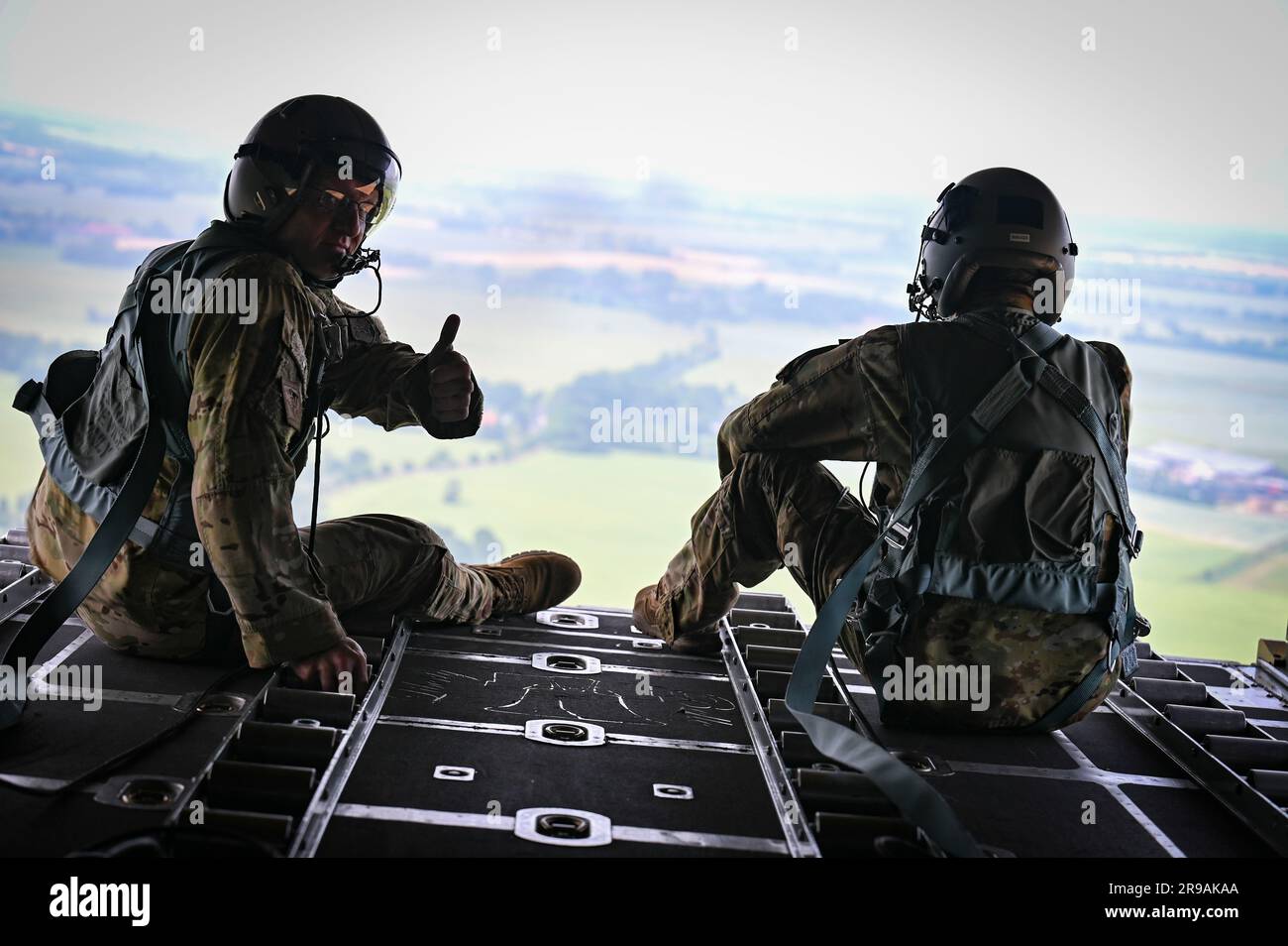 U.S. Air Force Master Sgts. Patrick McCartney and Clint Elkins, both ...