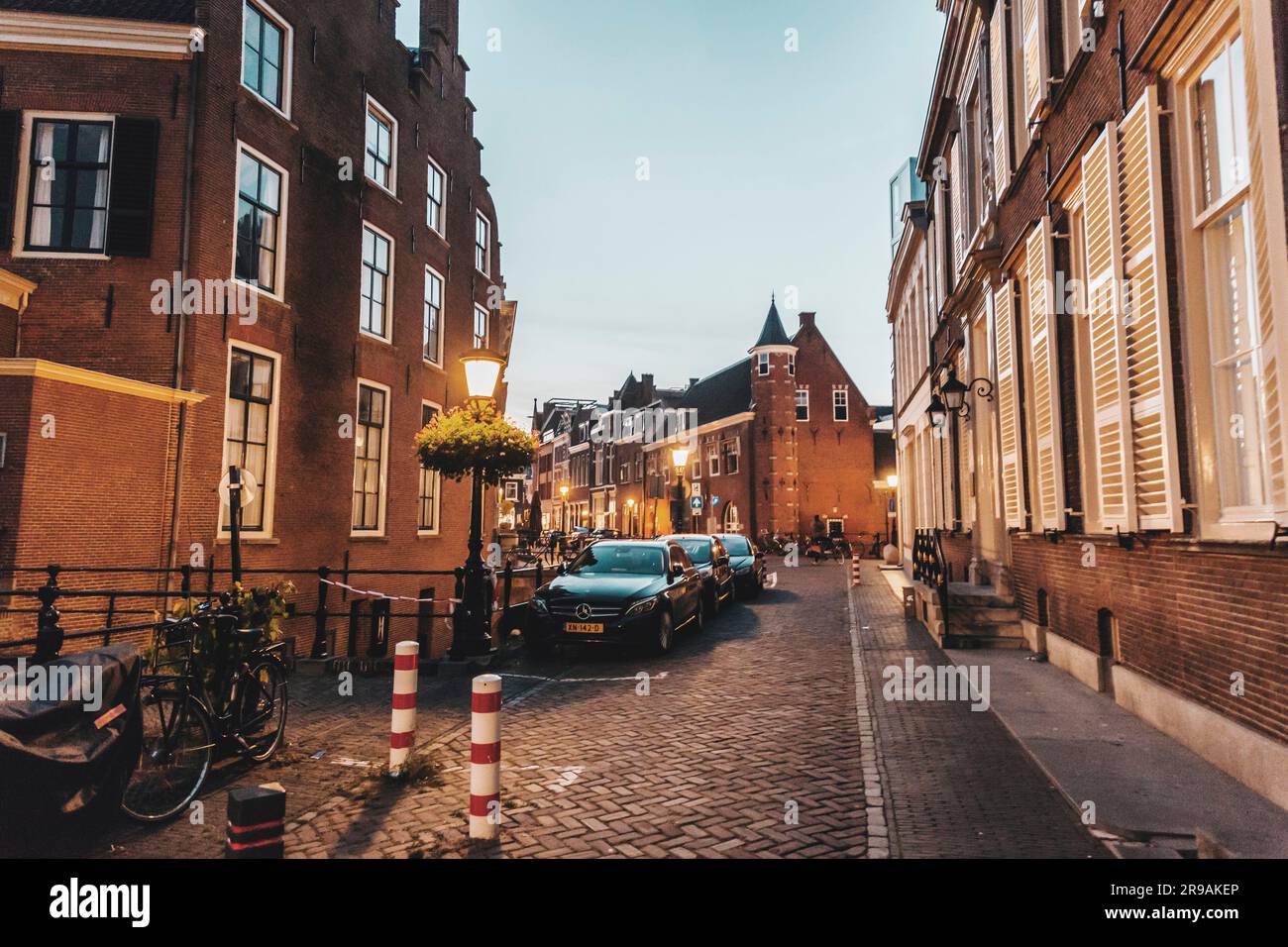 Utrecht, NL - OCT 9, 2021: Street view at night and traditional Dutch ...