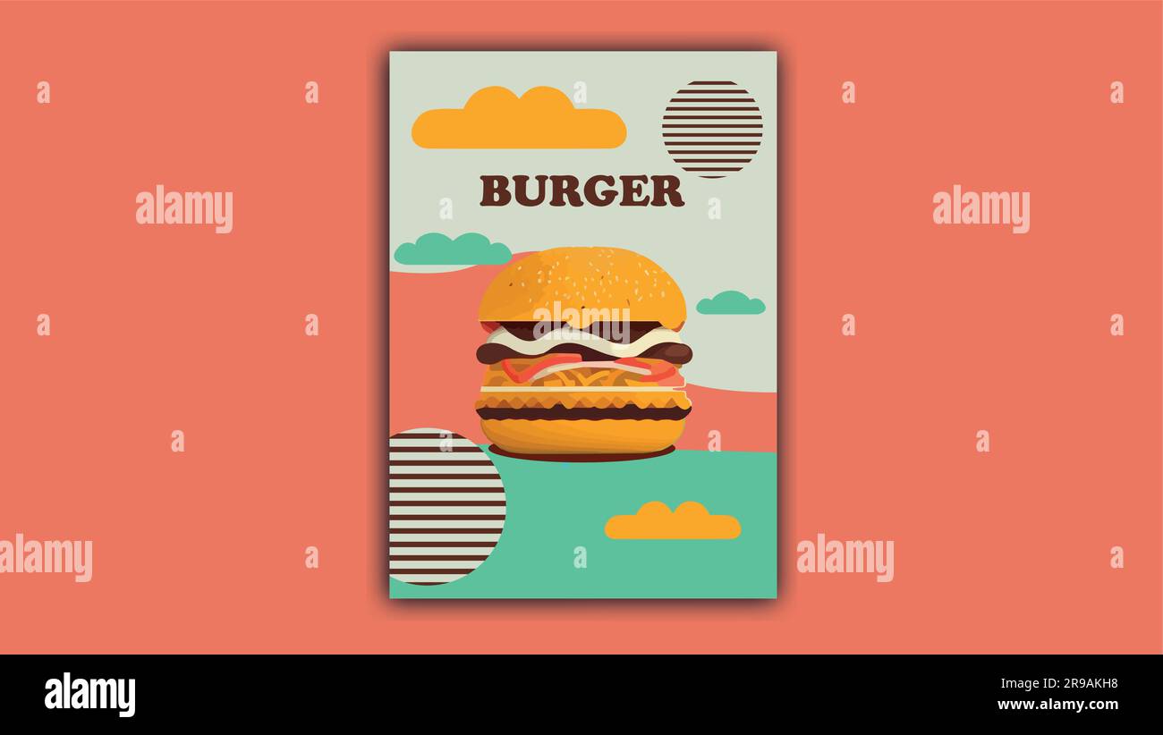 Fast food or burgers flyer design template, social media post template ...