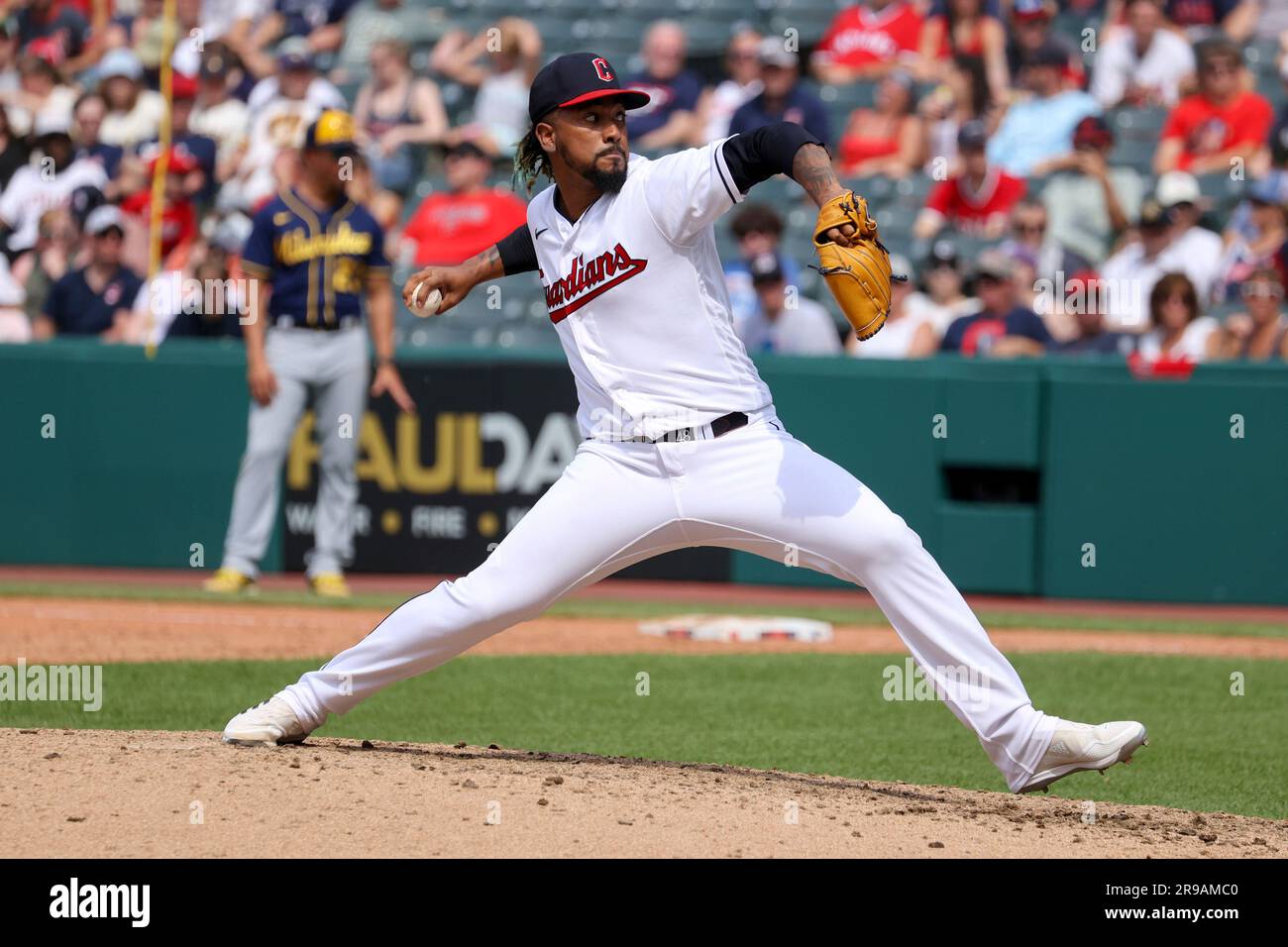 CLEVELAND, OH - JUNE 25: Cleveland Guardians relief pitcher Emmanuel ...