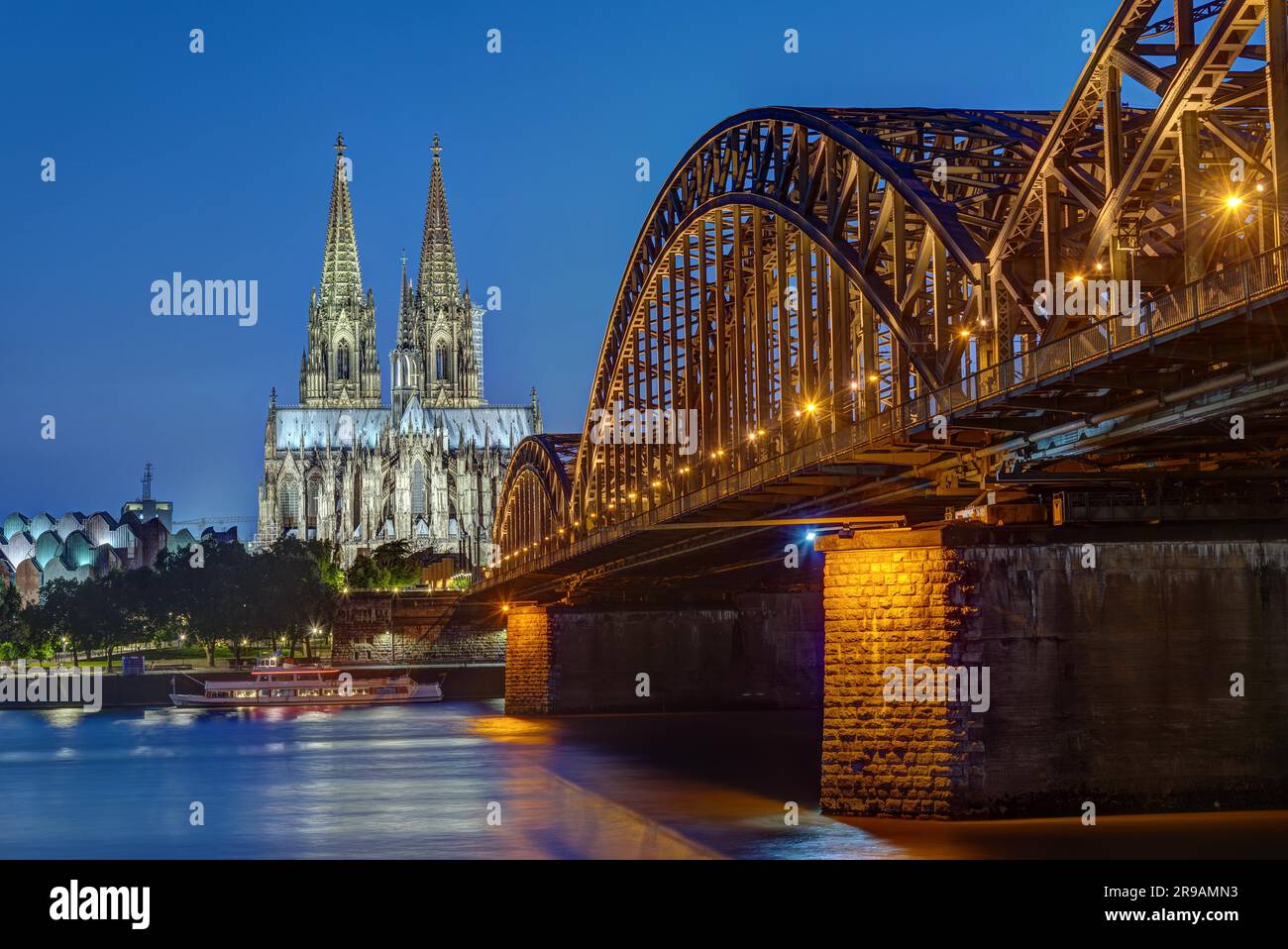 Cologne Cathedral and the Hohenzollern Bridge over the Rhine after ...