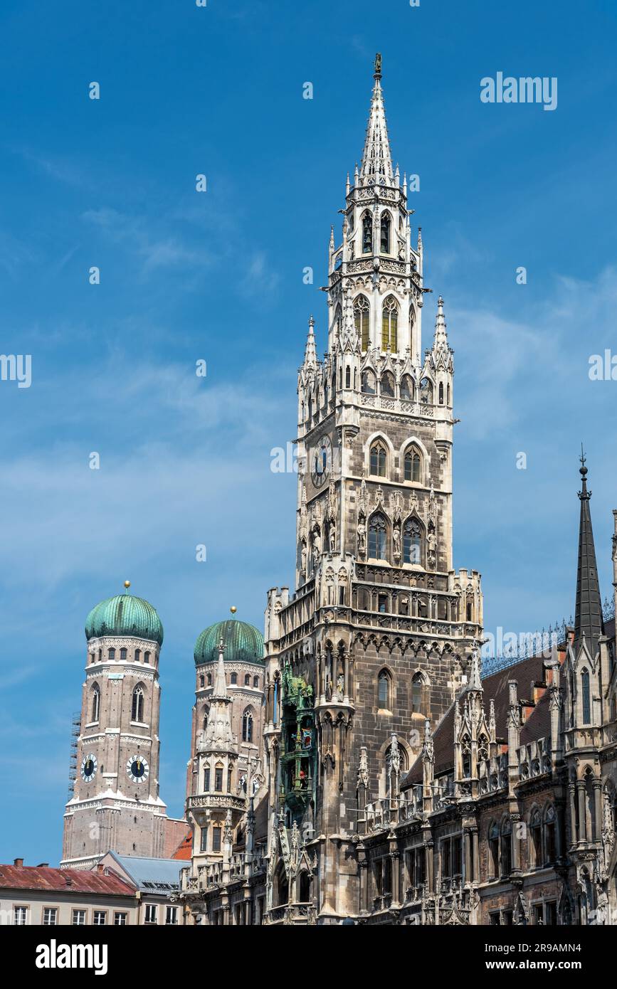 The towers of the New Town Hall and the Church of Our Lady on ...