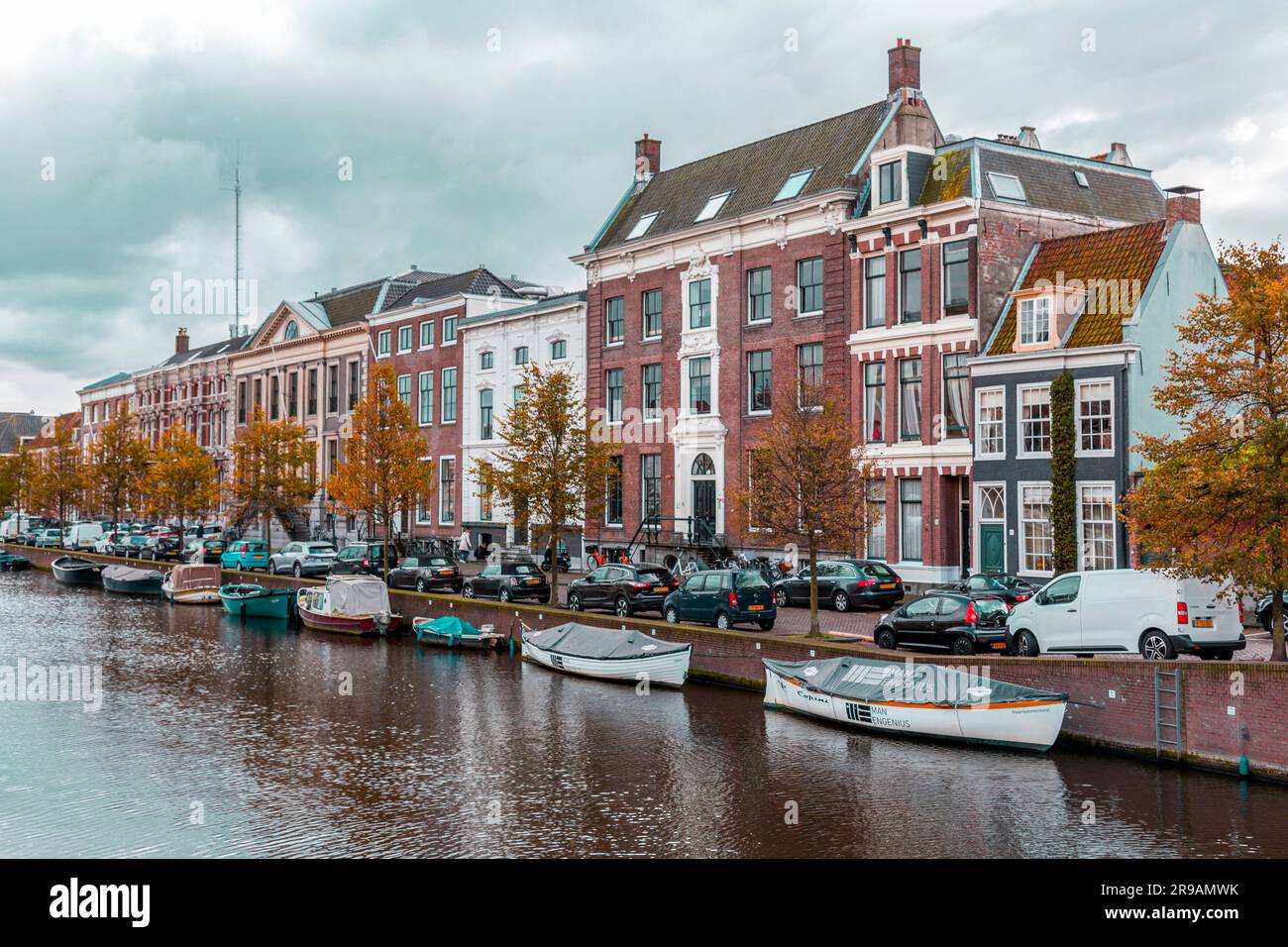 Haarlem, the Netherlands - October 14, 2021: Canals and typical dutch ...