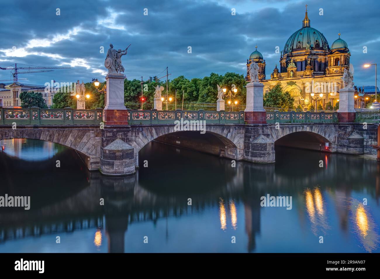 The Berlin Cathedral and the Palace Bridge at dusk Stock Photo - Alamy