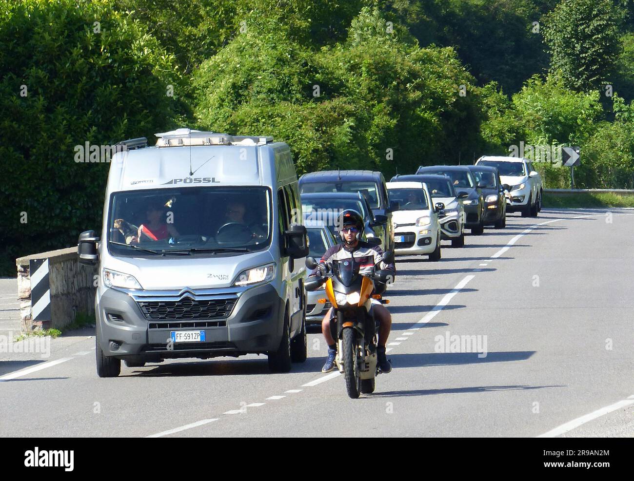First weekend of summer, intense traffic going down the provincial road ...