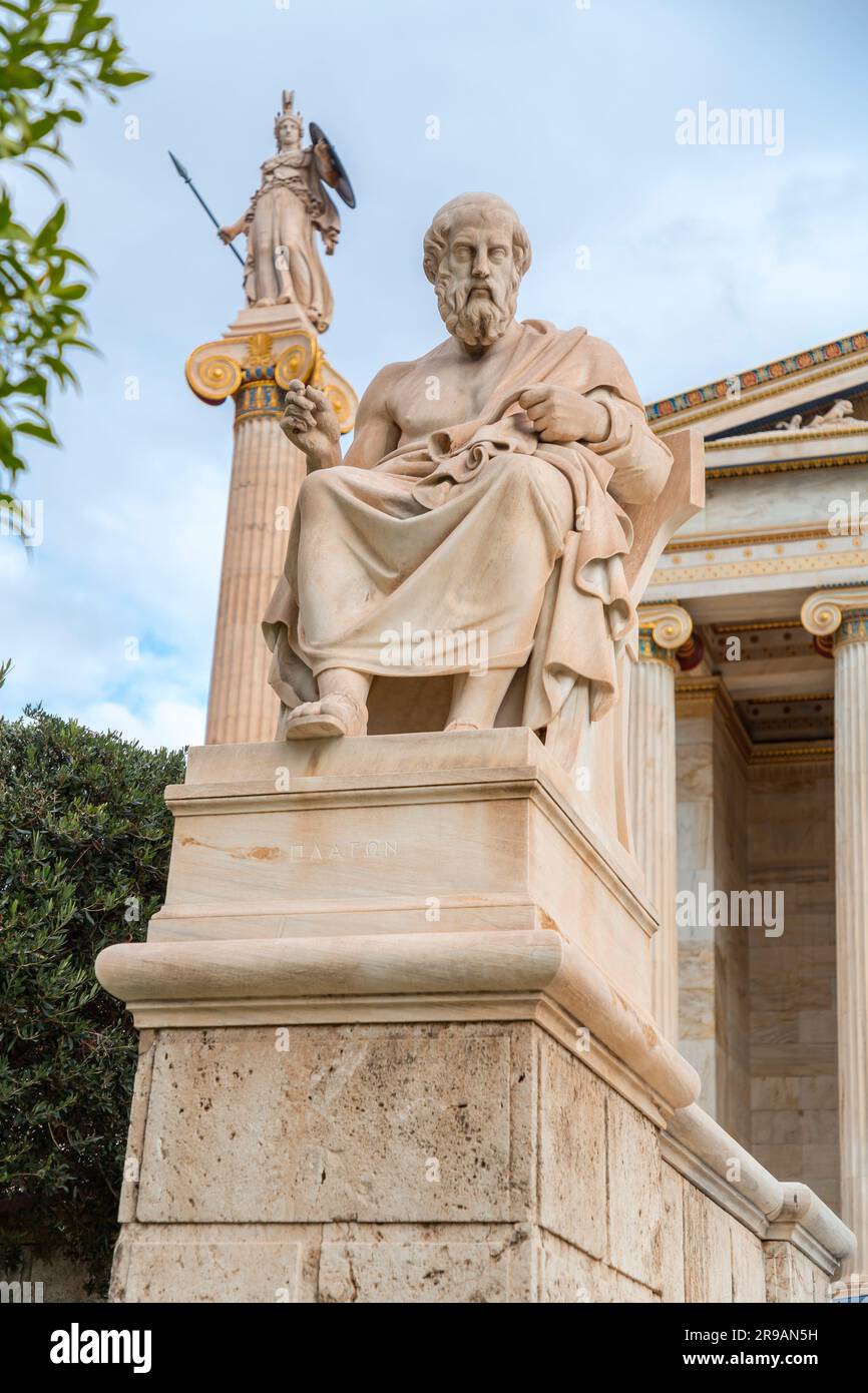 Statue of Plato at the Academy of Athens, Greece's national academy ...