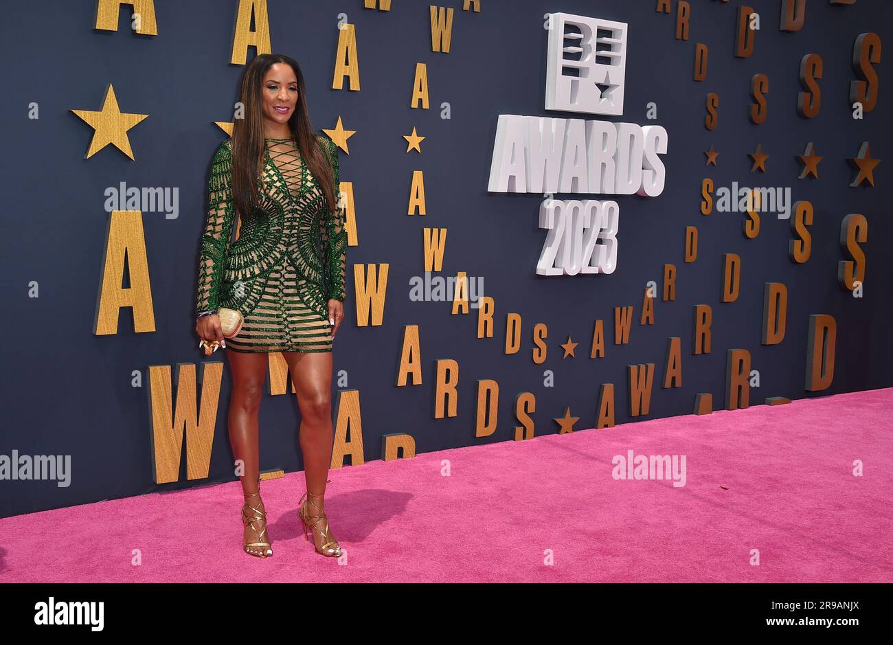 Kim Lewis, SVP of BET Networks, arrives at the BET Awards on Sunday ...