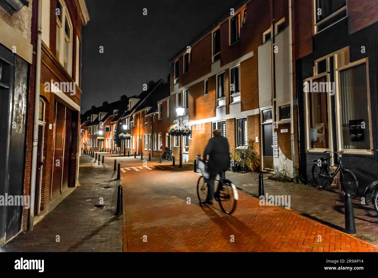 Utrecht, NL - OCT 9, 2021: Street view at night and traditional Dutch ...