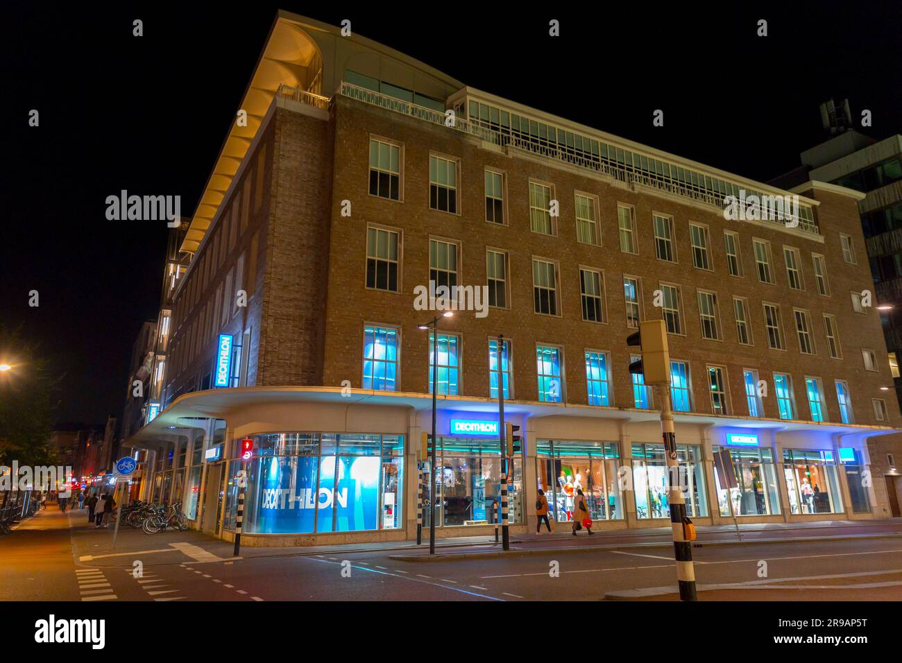 Utrecht, NL - OCT 9, 2021: Street view at night and traditional Dutch ...