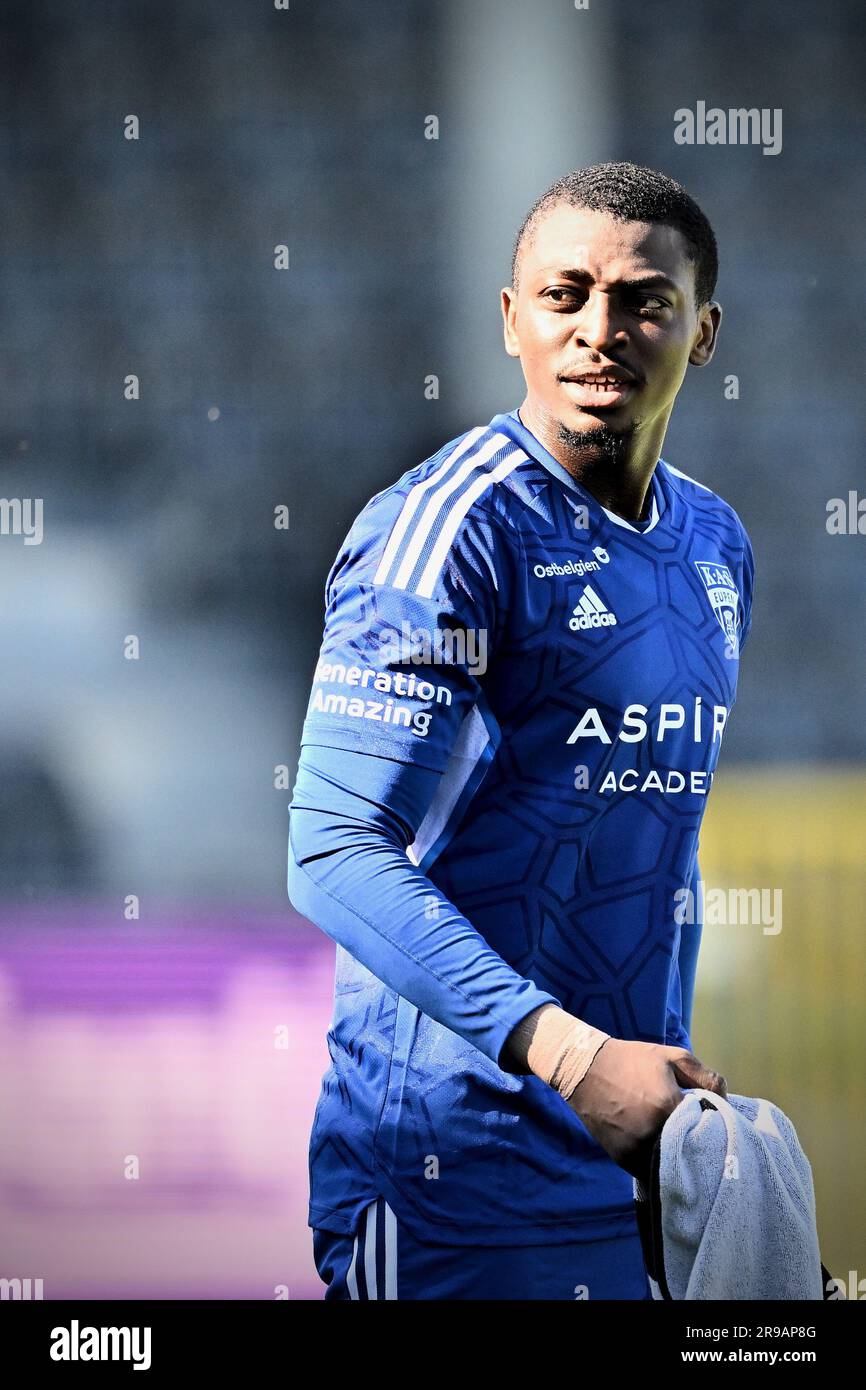 Eupen, Belgium. 24th June, 2023. Eupen's goalkeeper Abdul Manaf ...